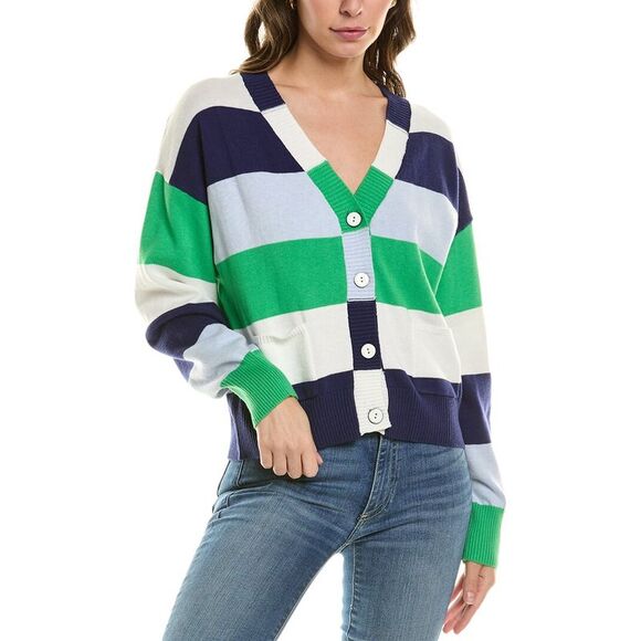 WISPR | Sweaters | Wispr Womens Stripe Varsity Silkblend Cardigan Blue ...